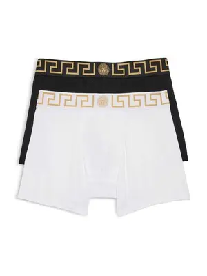 Versace Two-pack Of Bi-stretch Organic Cotton Boxer Shorts Featuring A