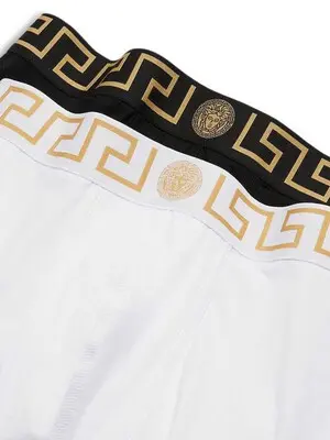 Versace Two-pack Of Bi-stretch Organic Cotton Boxer Shorts Featuring A