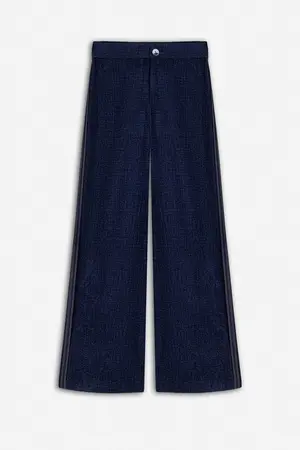 NOCTURNE Wide Leg Chenille Trousers - Blue