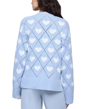 Splendid Pointelle Knit Heart Sweater - Alpine/shell