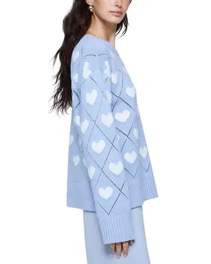 Splendid Pointelle Knit Heart Sweater - Alpine/shell