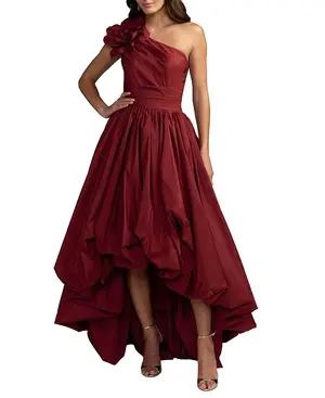 Mac Duggal One Shoulder High Low Gown With 3d Flower