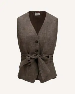 Brunello Cucinelli Belted Linen Vest