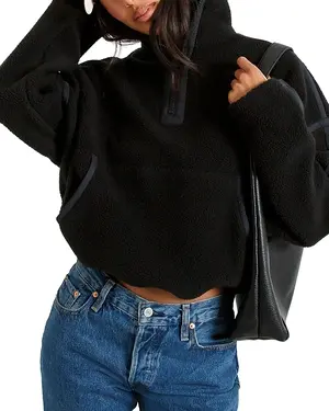 PERFECTWHITETEE Funnel Neck Fleece Sweatshirt - True Black