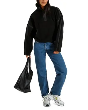 PERFECTWHITETEE Funnel Neck Fleece Sweatshirt - True Black