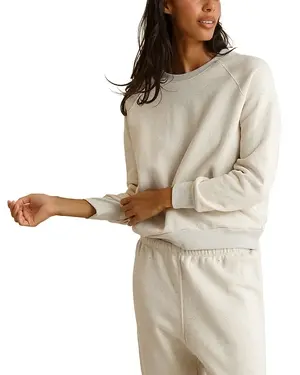 PERFECTWHITETEE Alexi Speckled Cotton Raglan Sweatshirt - Sugar