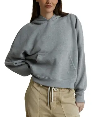 PERFECTWHITETEE Rory Brushed Heavy Fleece Drop Shoulder Hoodie - Heather Grey