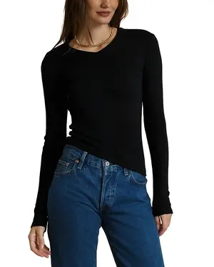 PERFECTWHITETEE Bianca Fitted Long Sleeve Tee - True Black