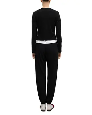 LESET Lauren Cropped V Neck Cardigan - Black