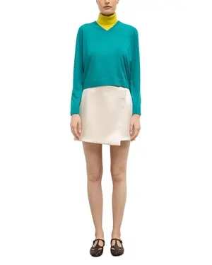 LESET Bobbi Satin Wrap Asymmetric Hem Mini Skirt