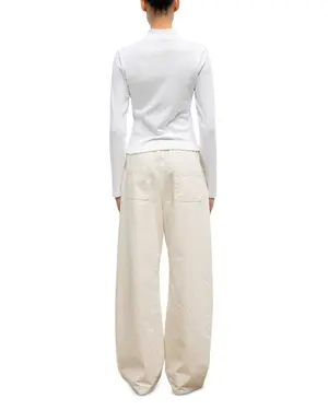 LESET Nando Long Sleeve Mock Neck Cotton Tee - White