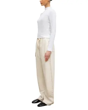 LESET Nando Long Sleeve Mock Neck Cotton Tee - White