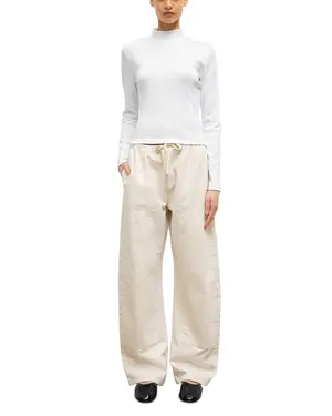 LESET Nando Long Sleeve Mock Neck Cotton Tee - White