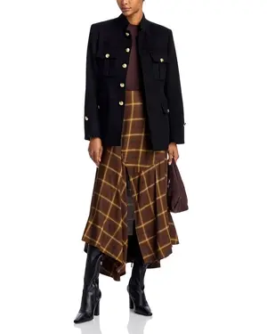 The Great. The Military Stand Collar Patch Pocket Blazer