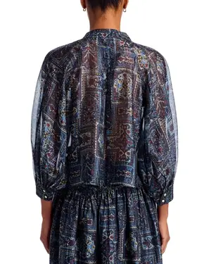 The Great. The Ashland Sheer Printed Long Sleeve Top