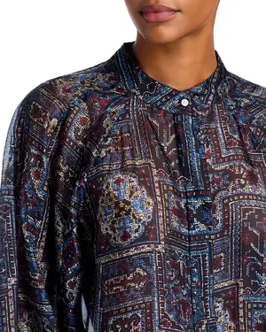 The Great. The Ashland Sheer Printed Long Sleeve Top