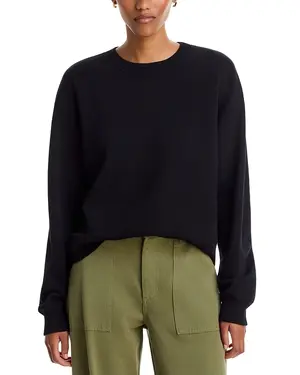Velvet By Graham & Spencer Yoko Crewneck Cotton Sweatshirt - Black
