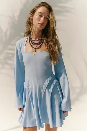 Free People Lumi 100% Cotton Mini Dress Dawn Sky
