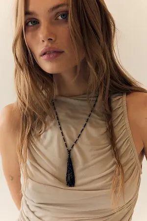Free People Sola Semi-precious Beaded Tassel Necklace