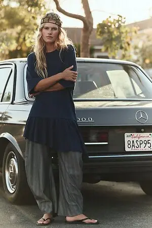 Free People Astrid 100% Cotton T-Shirt Mini Dress Poseidon