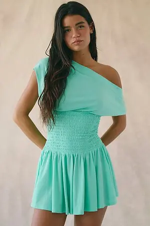 Free People Scorching Hot 100% Cotton Mini Dress - Jade Mint
