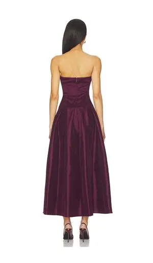 MORE TO COME Cambria Strapless Dress In Wine