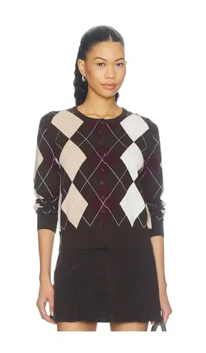 W. CASHMERE Honey Argyle Cardigan - Brown
