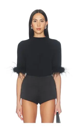 W. CASHMERE Alaiya Top With Feathers - Black