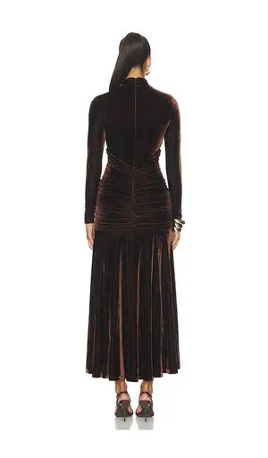 Bardot Korina Velour Maxi Dress In Chocolate