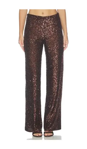 Bardot Simone Mid Rise Sequin Pant - Chocolate