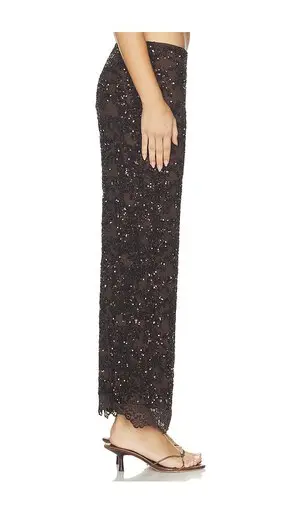 LOVERS AND FRIENDS Atika Sequin Lace Skirt In Brown