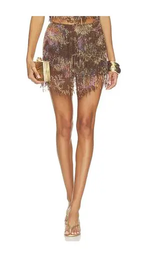 PatBO Boho Mini Skirt In Multi - Rose