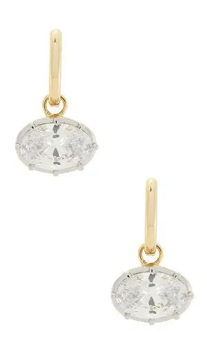 Lili Claspe Xl Cleo Oval Charm Huggies Earrings In Metallic Silver