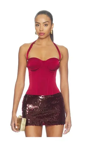 RUNAWAY THE LABEL Tegan Halter Bustier In Red