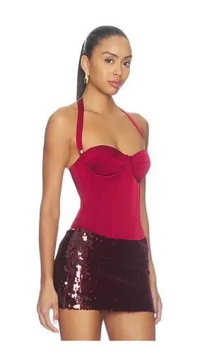 RUNAWAY THE LABEL Tegan Halter Bustier In Red