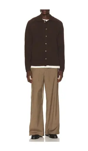 Soft Goat Knitted Shirt In Brown