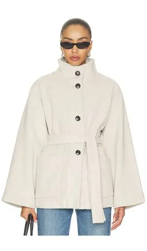 Sanctuary Bundled Wool Coat In Beige - Bone