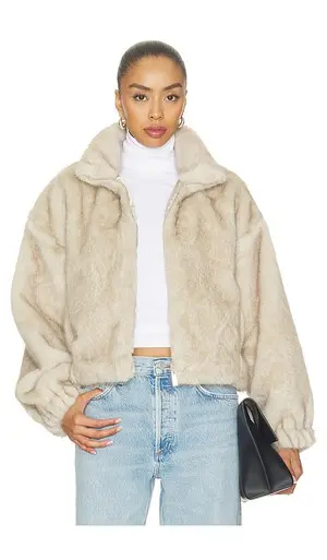 Sanctuary Everest Faux Fur Bomber Jacket In Cream - Arctic Hare