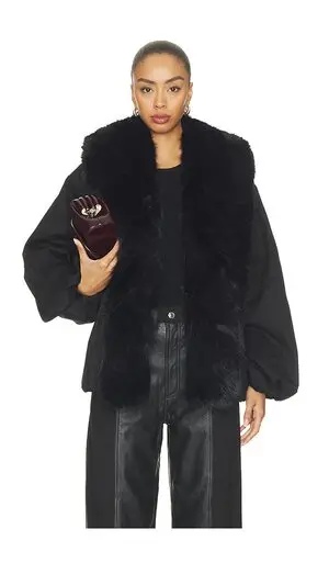 ROTATE BY BIRGER CHRISTENSEN Faux Fur Collar Jacket