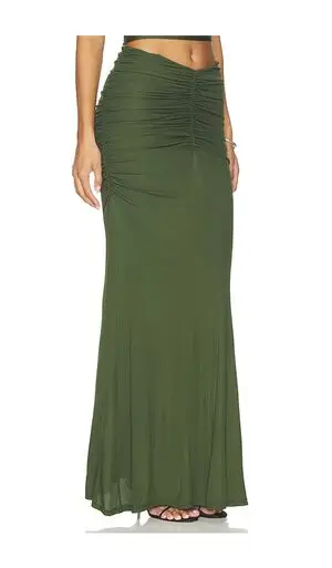 Alice + Olivia Shannon Ruched Hip Maxi Skirt In Black