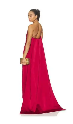 Simkhai Dinah Strapless Midi Dress In Red