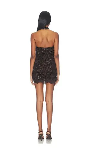 LOVERS AND FRIENDS Atika Sequin Lace Mini Dress In Brown