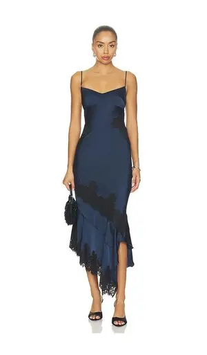 Amanda Uprichard Kaysee Midi Dress In Navy