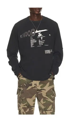 Palm Angels Neon Blvd Double Layer Long Sleeve In Black - Anthracite