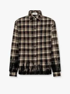 LANEUS Cotton Blend Shirt With Check Pattern - Black