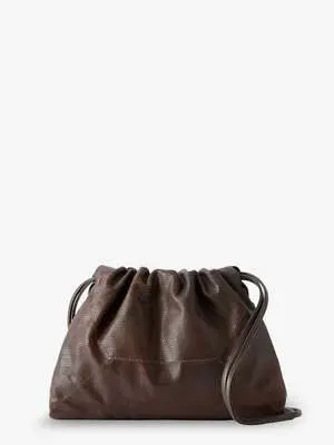Brunello Cucinelli Reptile Print Leather Crossbody Bag - Brown