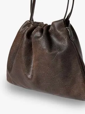 Brunello Cucinelli Reptile Print Leather Crossbody Bag
