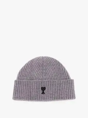 AMI Paris Wool Beanie Hat - Grey