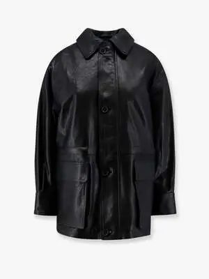 ARMA Maeve Leather Jacket With Front Button Fastening - Black