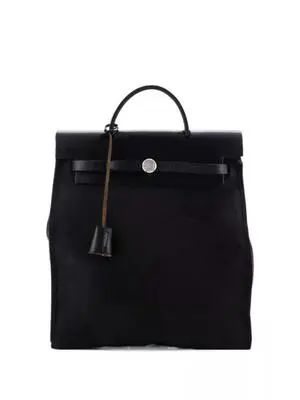 Hermès Herbag A Dos Zip Toile And Leather Backpack - Black